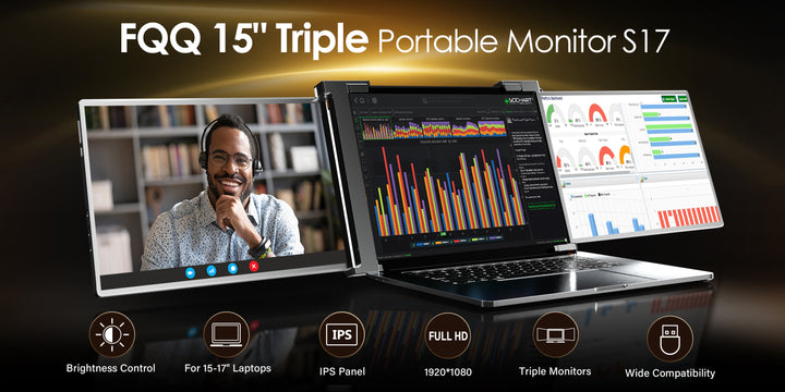 FQQ S17 | FHD 15" Triple Screen Extender for Laptop
