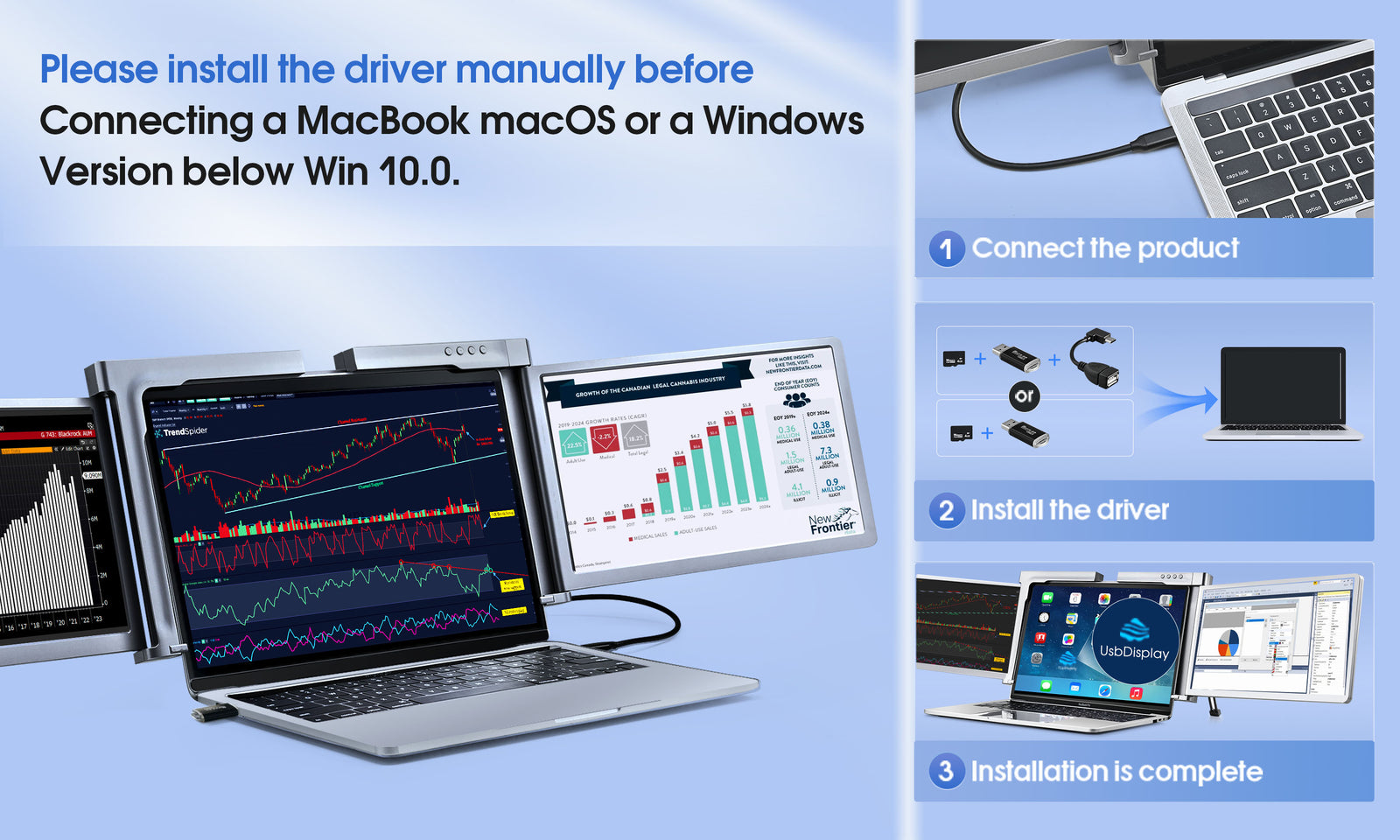 FQQ S100 | 11.6” Triple Portable Monitor for Laptop