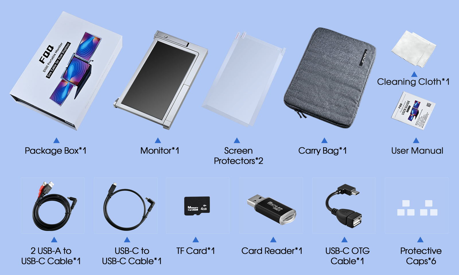 FQQ S100 | 11.6” Triple Portable Monitor for Laptop