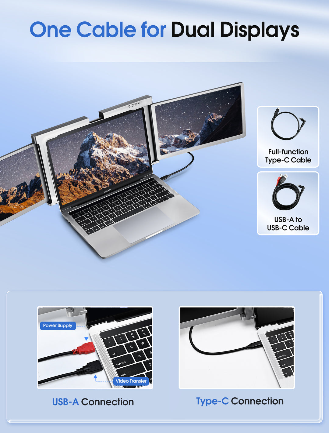 FQQ S100 | 11.6” Triple Portable Monitor for Laptop