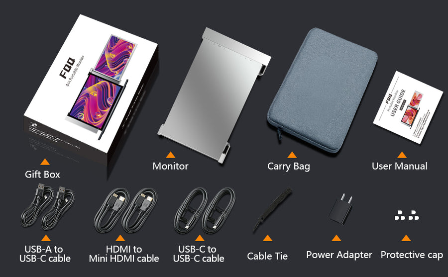 FQQ S14 | 14" FHD Dual Attachable Monitor for Laptop