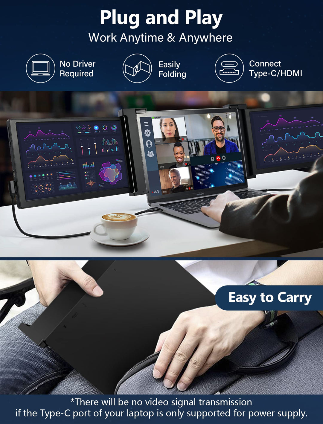 FQQ S2 | 11.6" FHD Triple Screen Monitor for Laptop